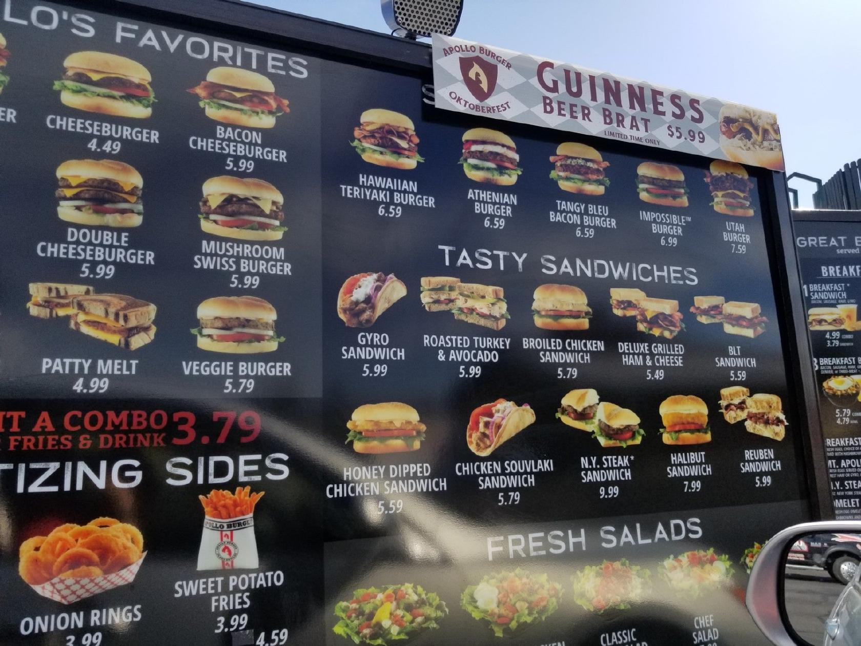 Carta del restaurante Apollo Burgers, Orem