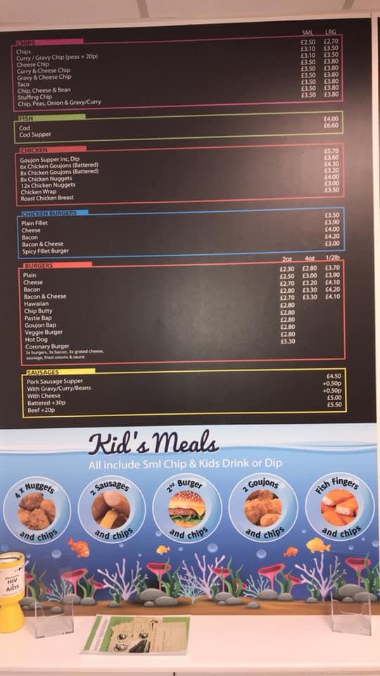 Menu at Frydays Chippy Maghera restaurant, Maghera
