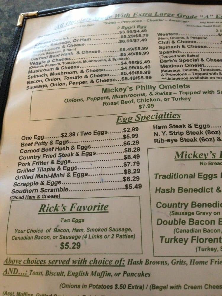 Menu at Mickey's Restaurant, Fort Pierce