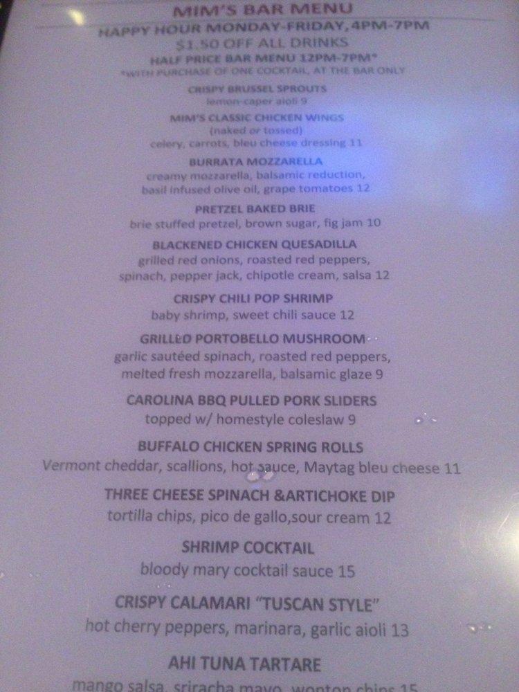 Menu at Mim's Restaurant, Roslyn Heights