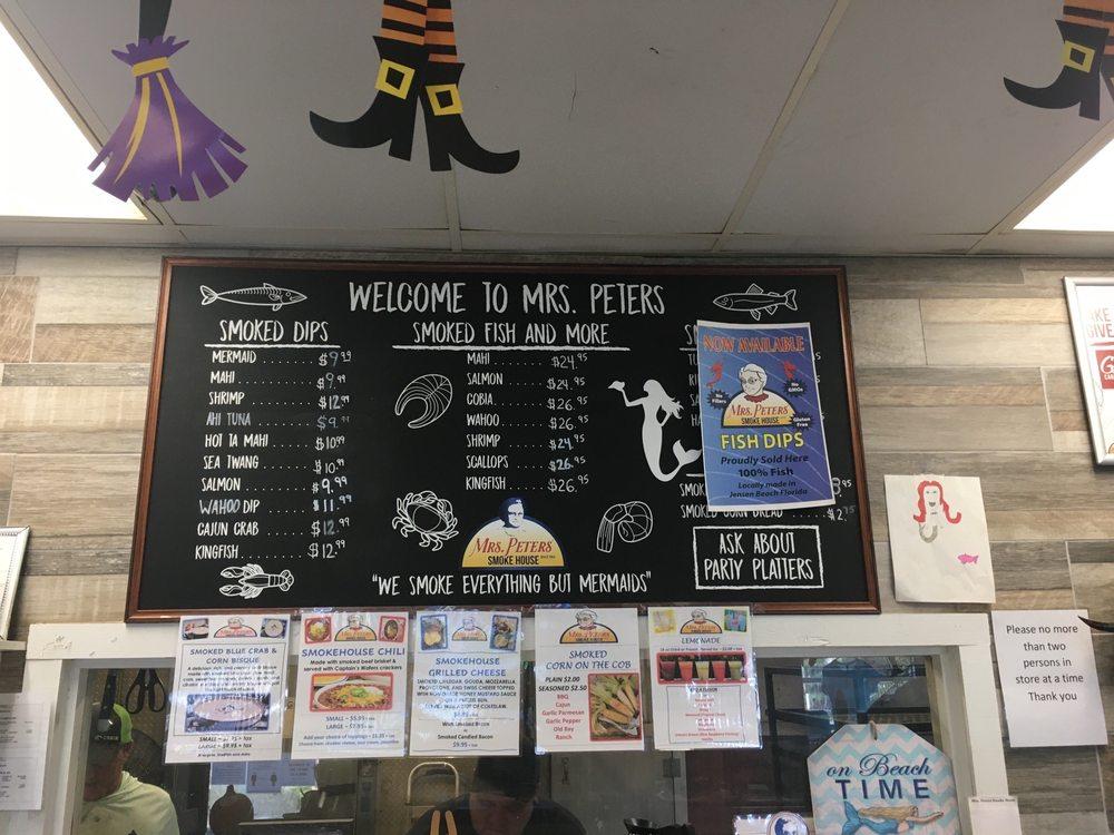 Menu at Mrs Peters Smoke House restaurant, Jensen Beach