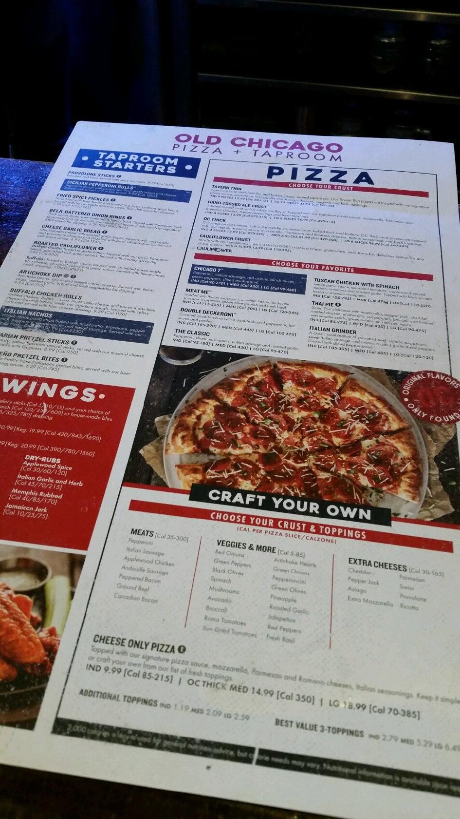 Menu at Old Chicago Pizza + Taproom pub & bar, Rockford