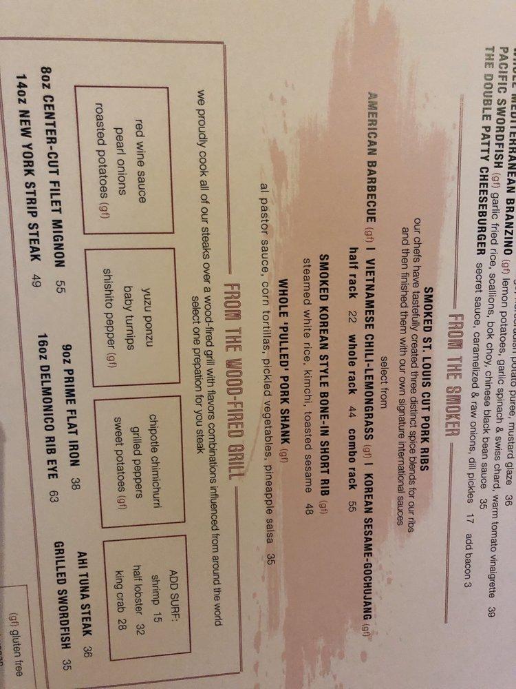 Menu at International Smoke BBQ, Las Vegas