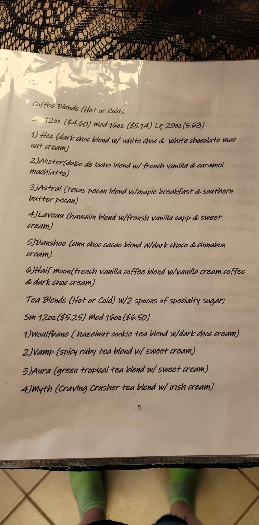 Menu at A Moonlights Delights, San Antonio