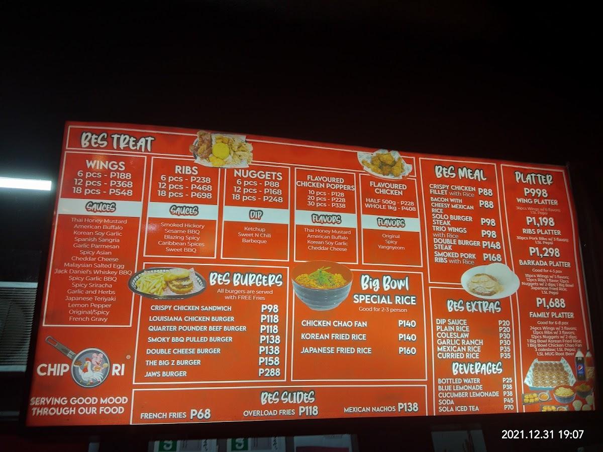 Menu at Chipori Marikina (Main Branch) restaurant, Marikina