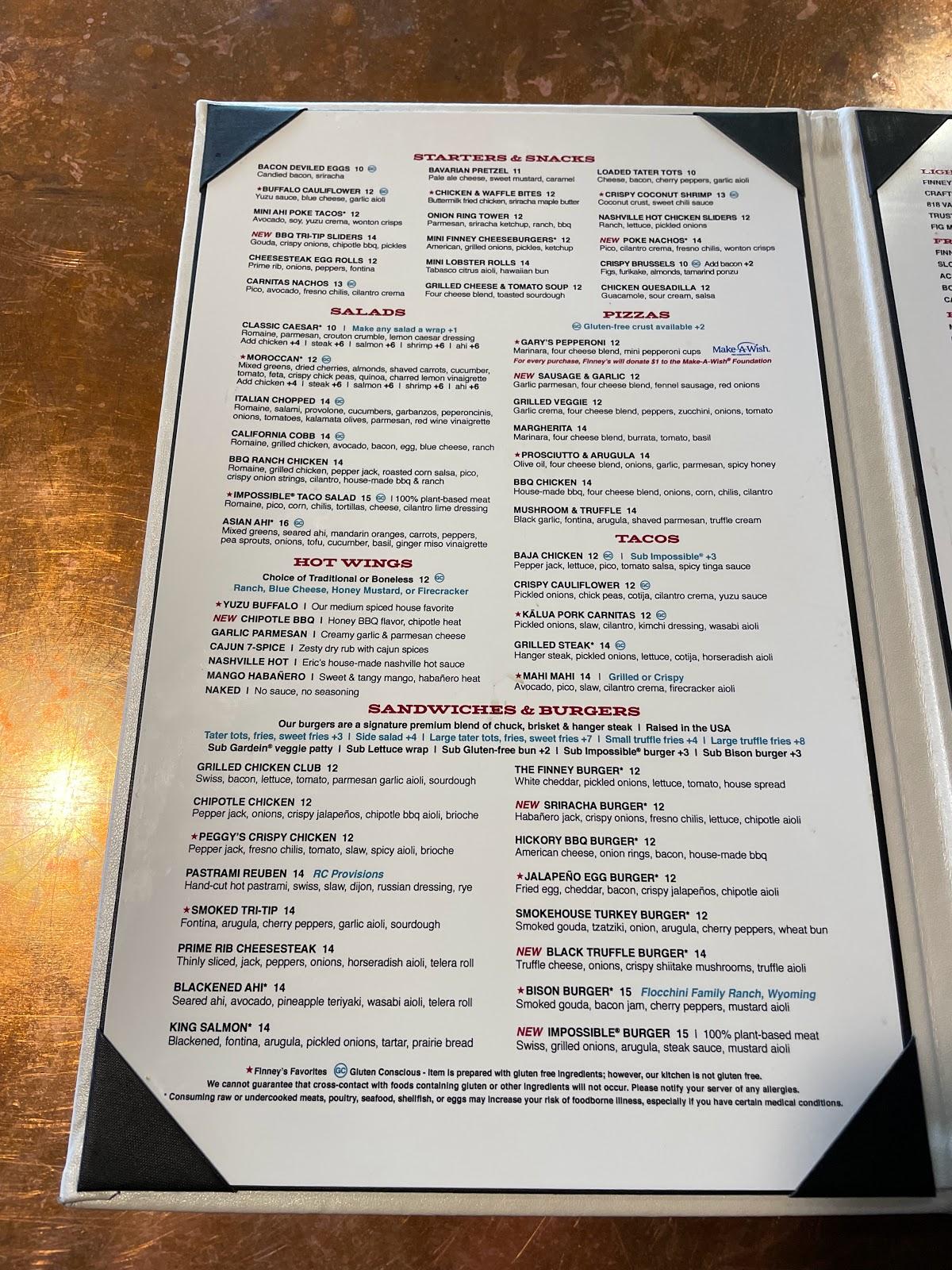 Menu at Finney's Crafthouse - Burbank pub & bar, Burbank