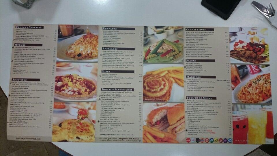 Menu at La Parroquia de Veracruz cafe, Xalapa, Juan de La Luz Enríquez s/n