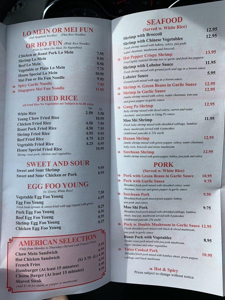 Menu at Lee's Chinese Restaurant, East Providence