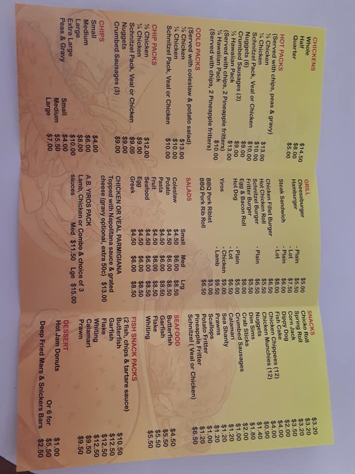 Menu at Chicken Mate fast food, Paralowie