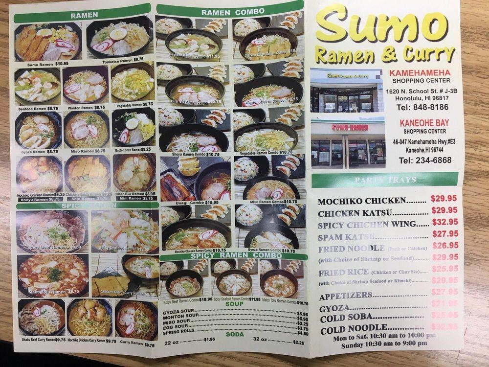 Menu at Sumo Ramen & Curry restaurant, Honolulu, N School St