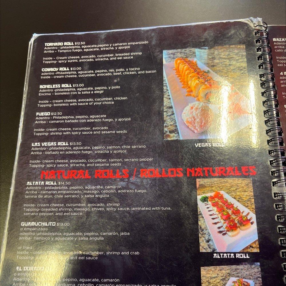 Menu at Sushi Gon Estilo Sinaloa - Mariscos restaurant, Coolidge
