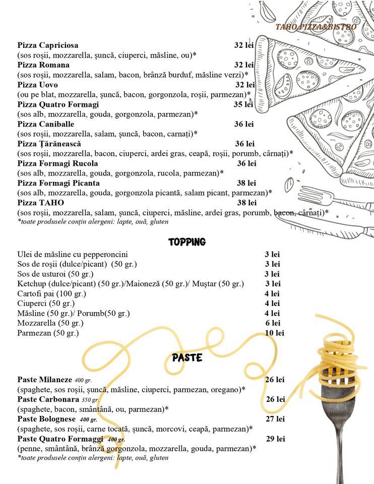 Menu at Taho, Petroșani
