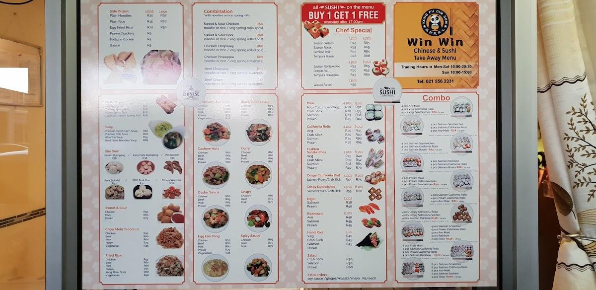 Menu at Win Win Chinese Take Away restaurant, Cape Town