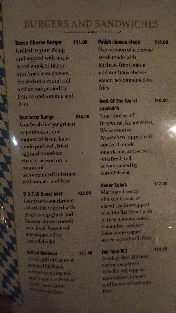 Menu at Best of the Wurst German Kitchen restaurant, Riverside