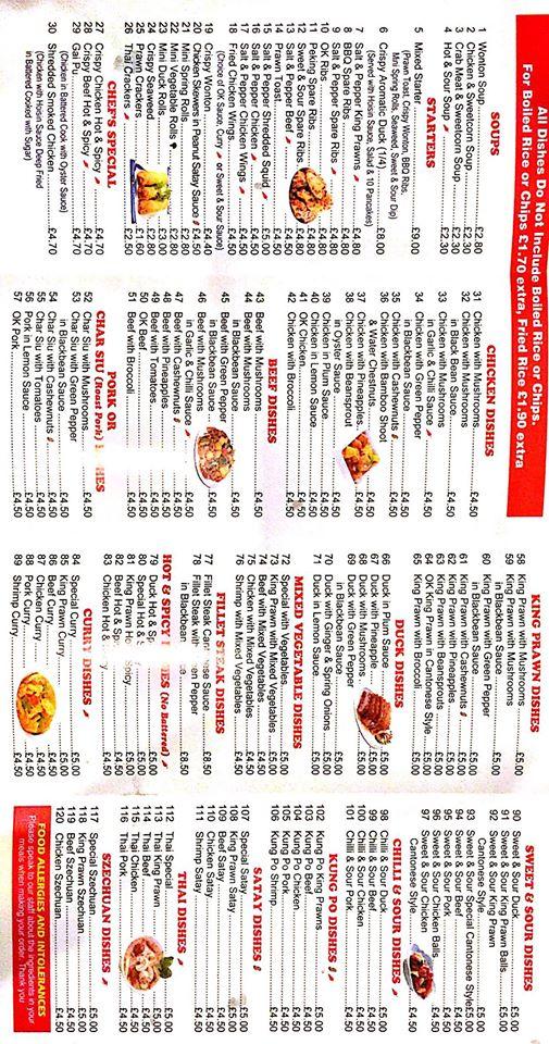 Menu at New Fortune Chinese Takeaway fast food, Kendal
