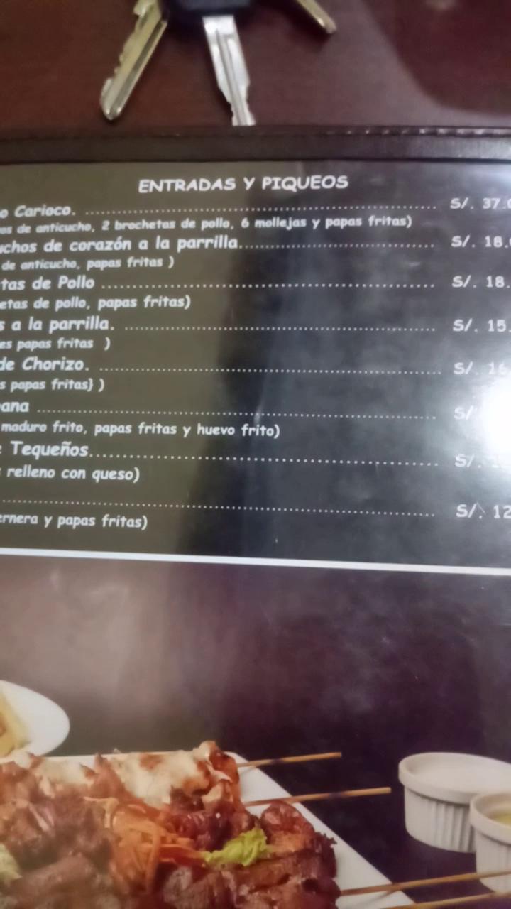 Menu at El Carioco restaurant, Iquitos