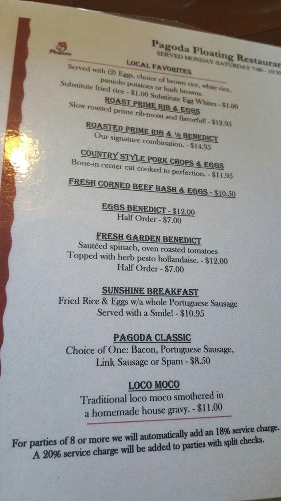 Menu at Pagoda Restaurant & Catering, Honolulu