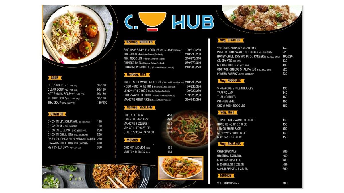 Menu at C.HUB, Vadodara