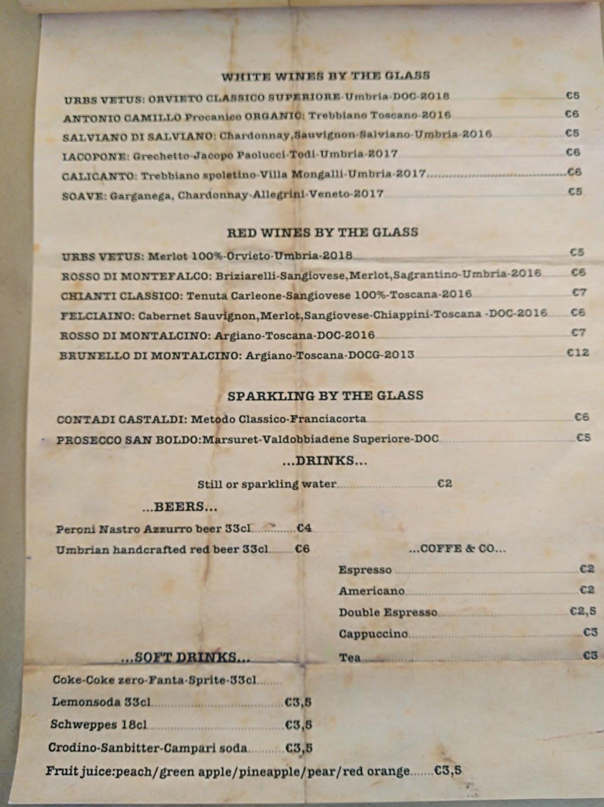 Menu at Enoteca al Duomo pub & bar, Orvieto