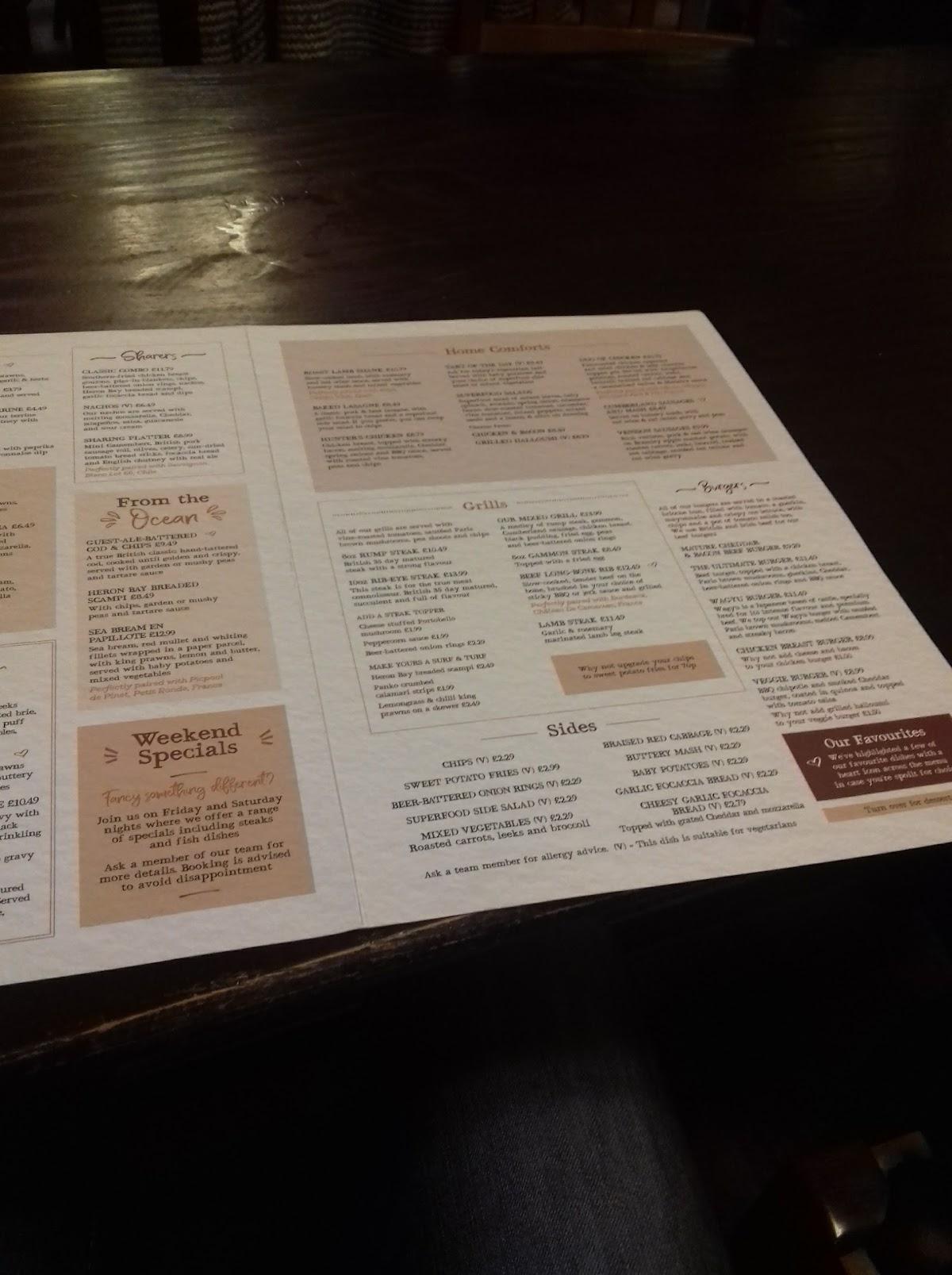 Menu at Green Man Hemel Hempstead pub & bar, Hemel Hempstead