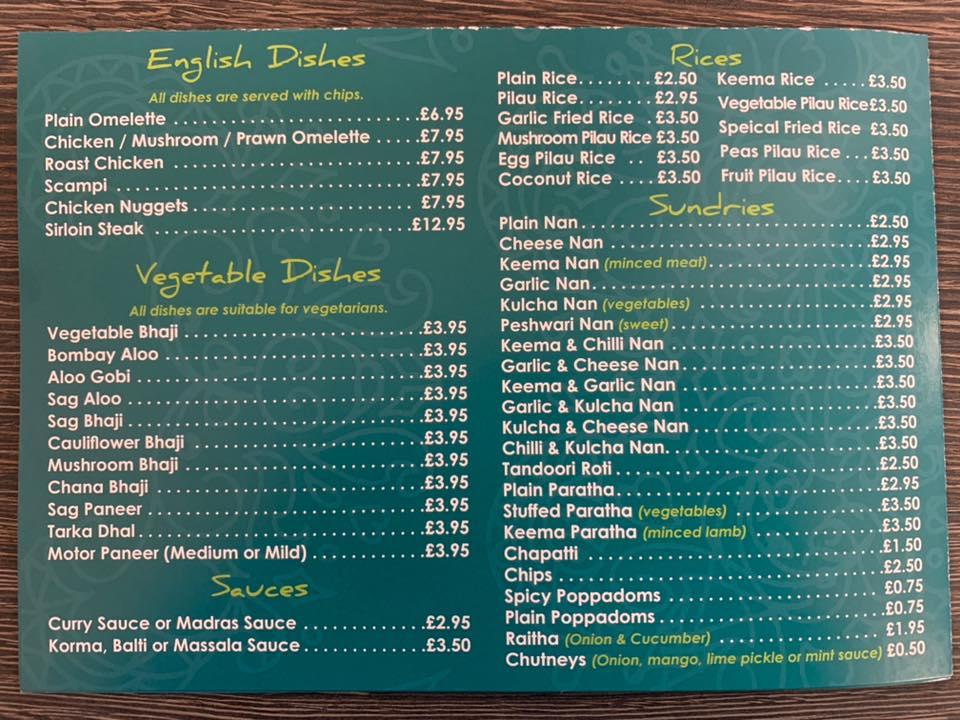Menu at Maybank Chinese Take Away restaurant, Stoke-on-Trent