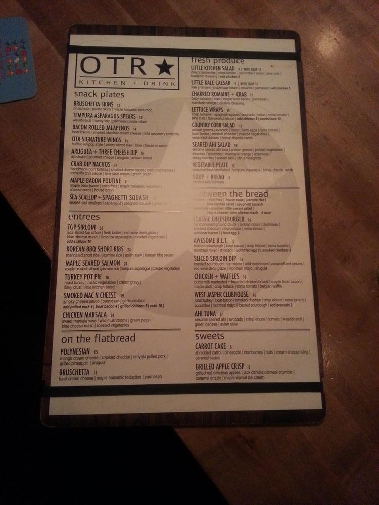 Menu at On The Rocks pub & bar, Edmonton