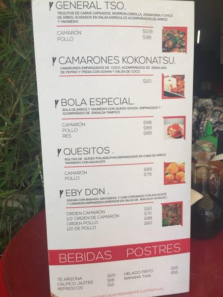 Menu at SUSHI MONO restaurant, Zapopan