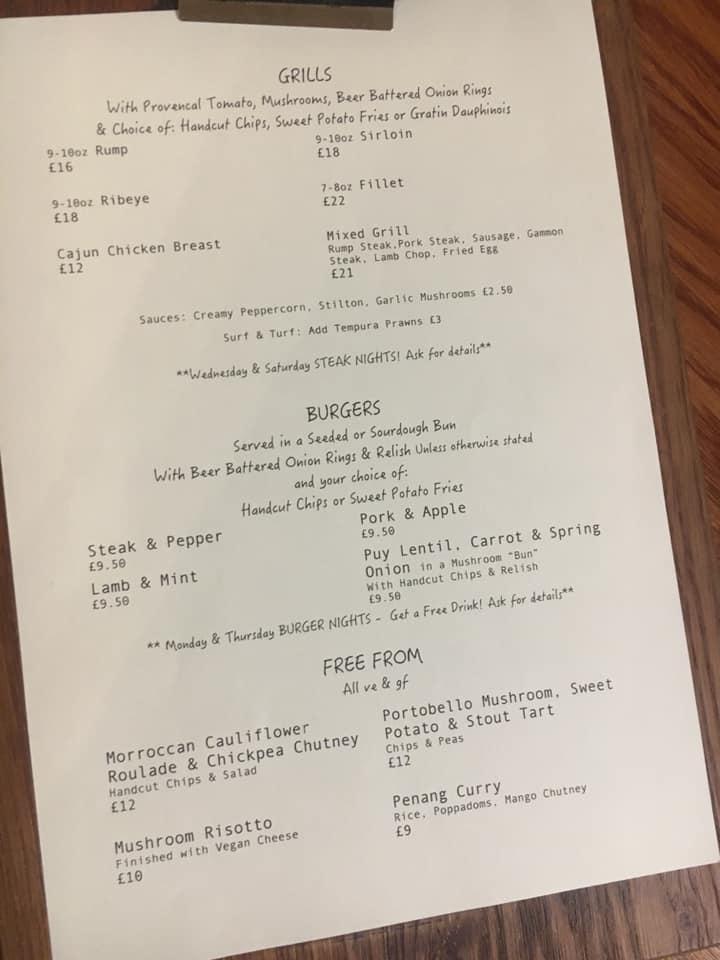 Menu at The SOLO bistro bar hotel, Sleaford