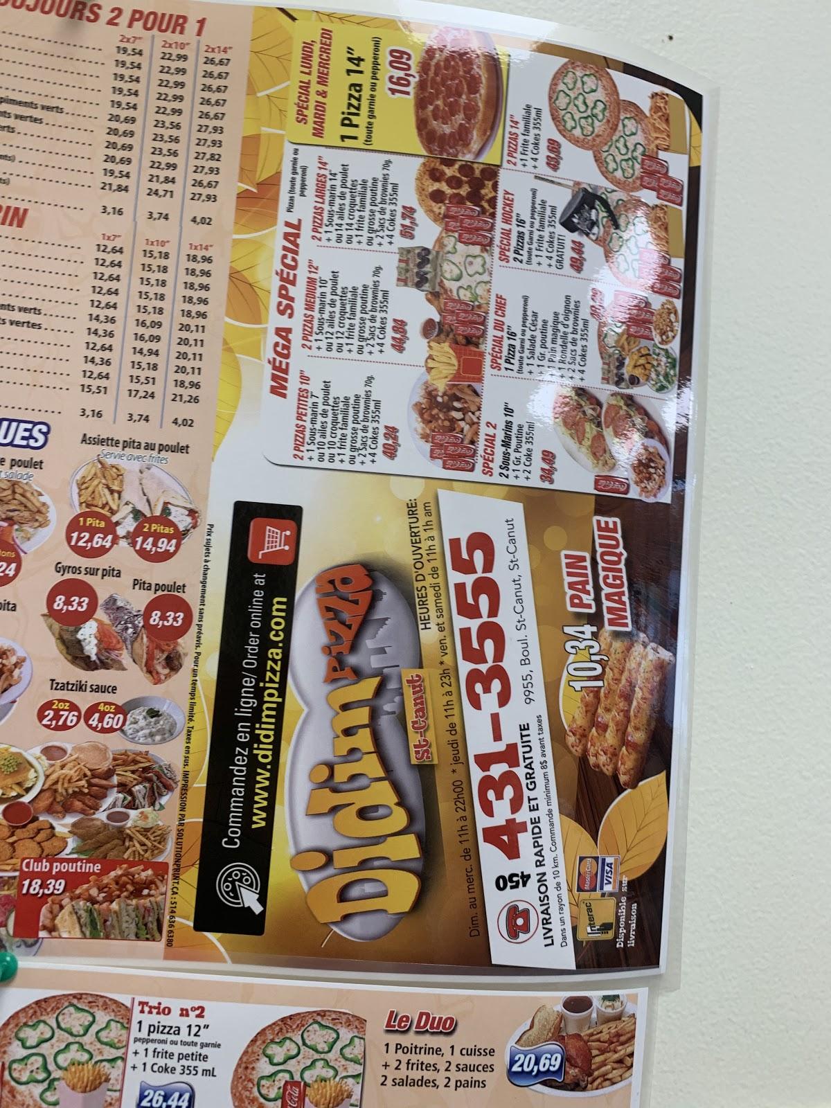 Menu at Restaurant Pizza didim, Mirabel