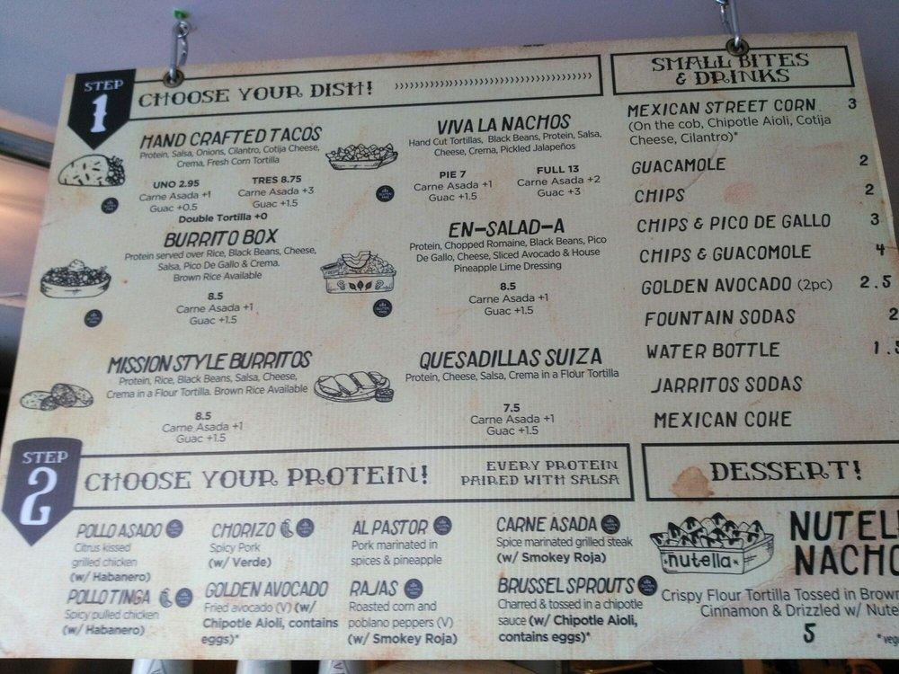 Menu at tacoria restaurant, New Brunswick