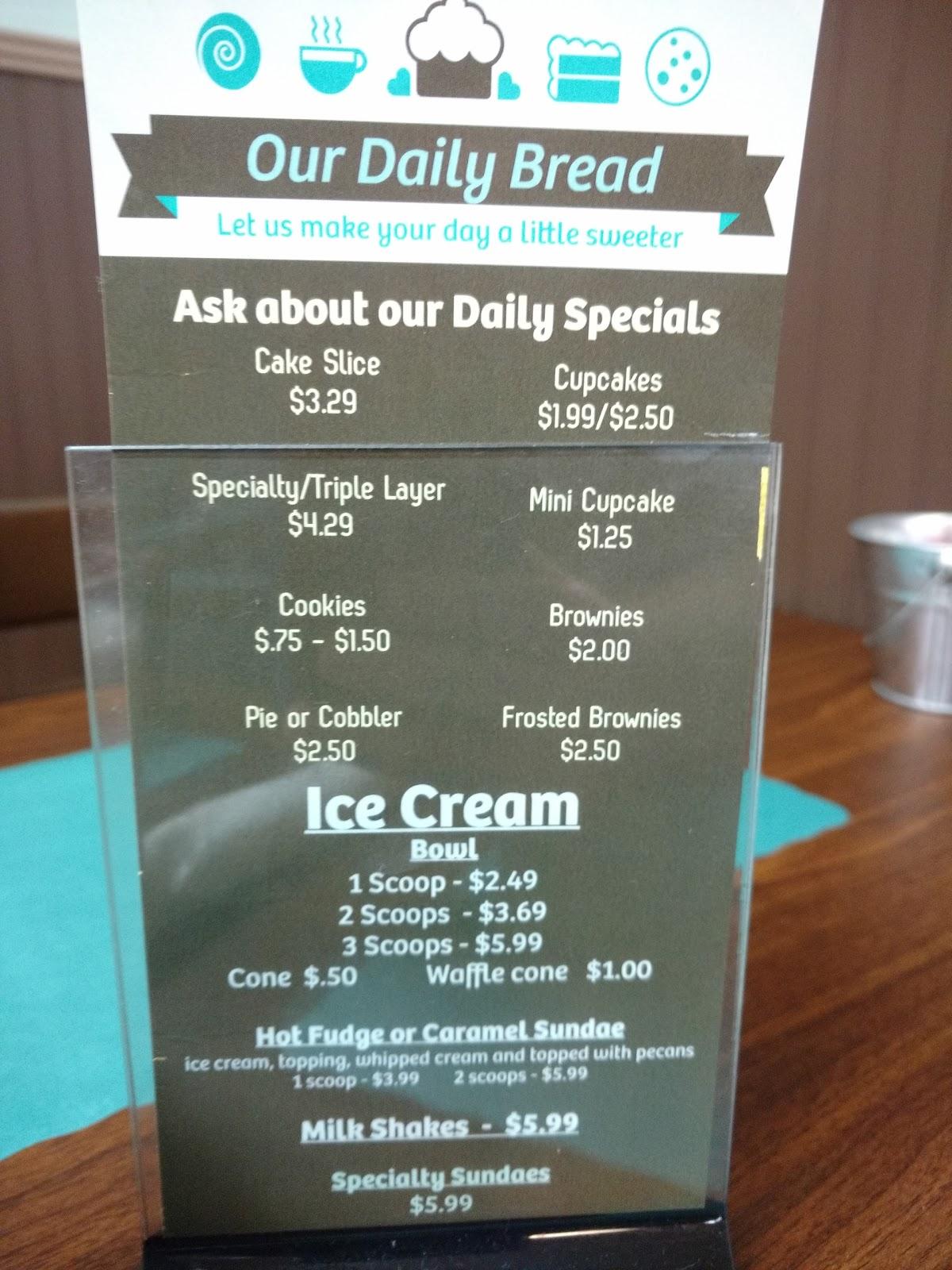 Menu at Our Daily Bread llc desserts, Eddyville