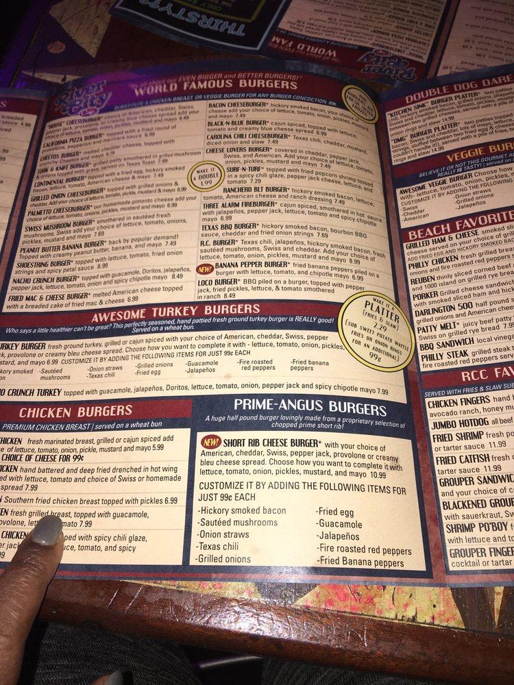 Menu at River City Cafe, Myrtle Beach, 208 73rd Ave N