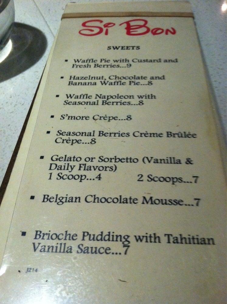 Carta del pub y bar Si Bon, Rancho Mirage