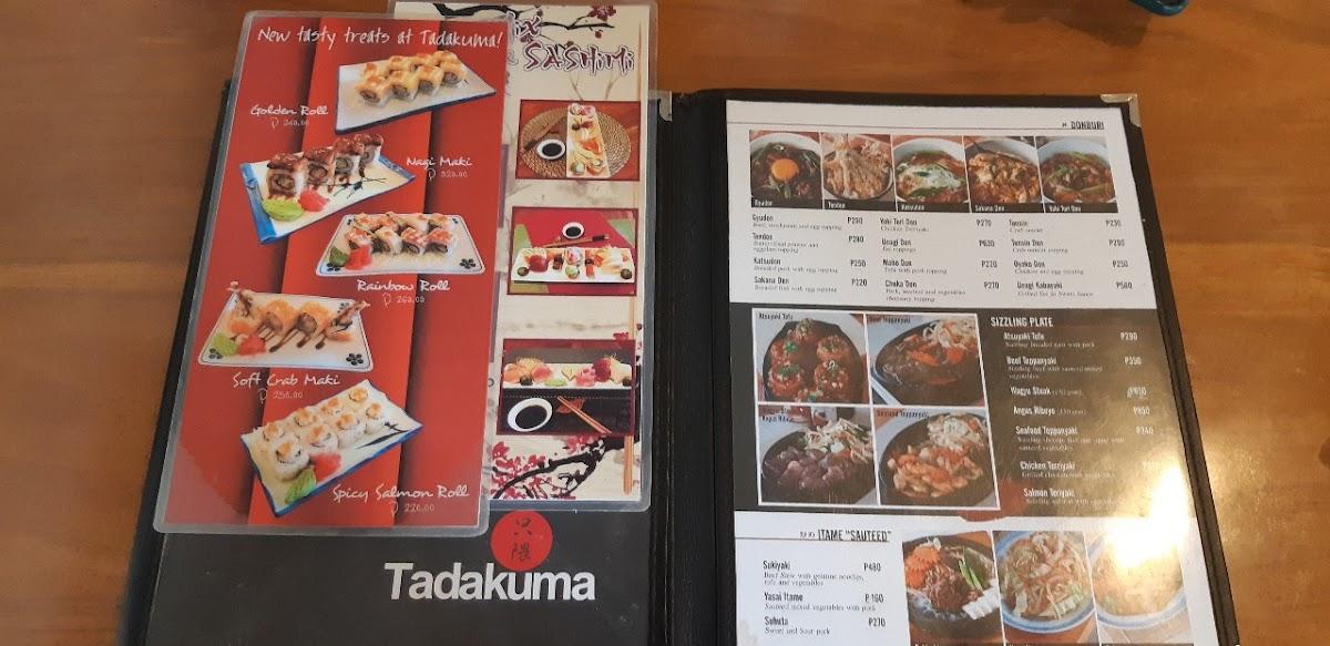 Menu at Tadakuma Japanese Restaurant, Cagayan de Oro, Ramon Chavez St