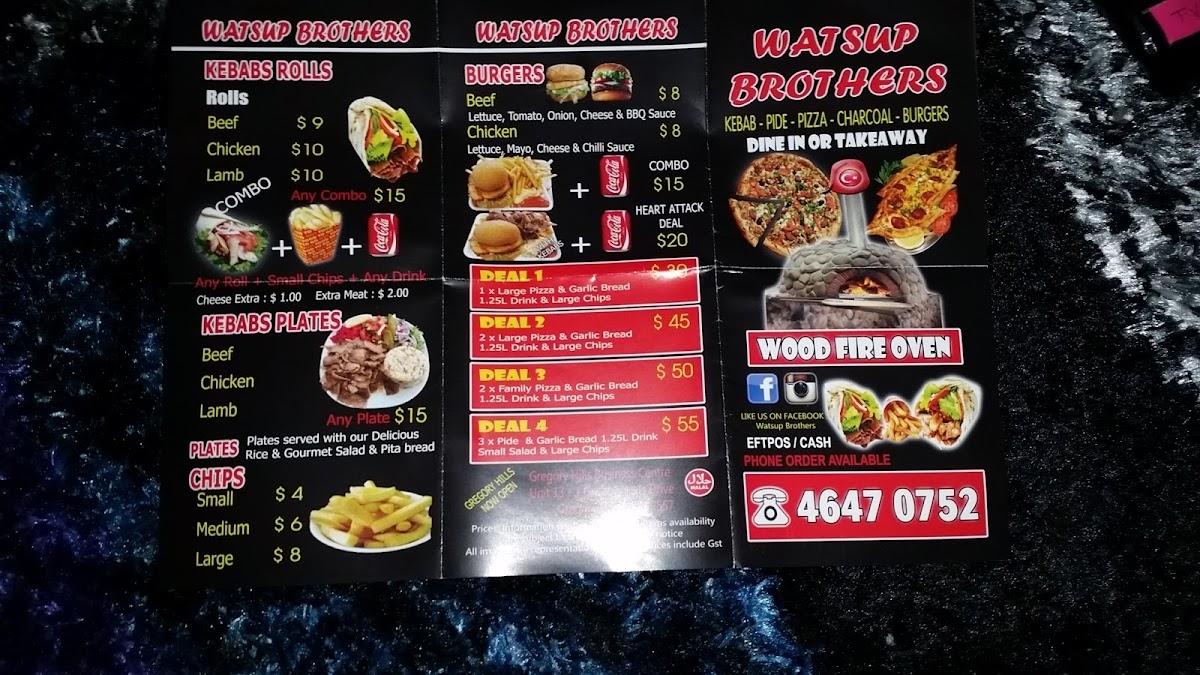 Menu at Watsup Brothers Gregory Hills fast food, Gledswood Hills, 13/1 ...