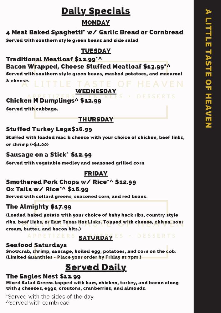 Menu at A Little Taste of Heaven desserts, Hillsboro