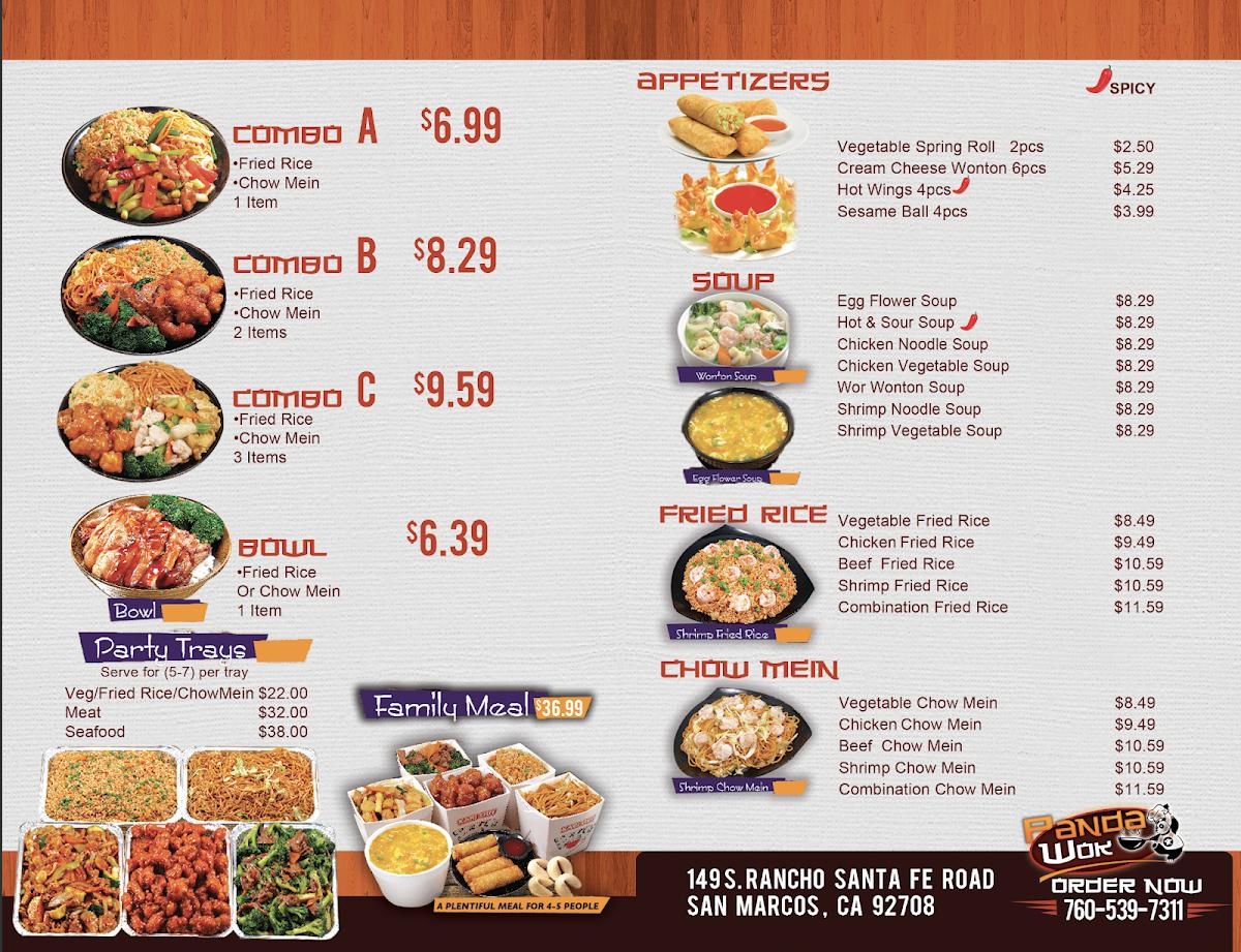 Menu at PanPan Wok restaurant, San Marcos, 149 S Rancho Santa Fe Rd