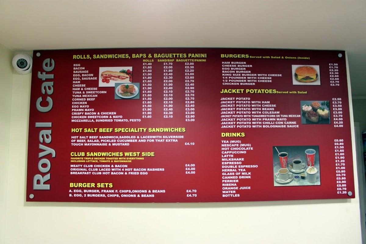 Menu at Royal Cafe, London, 102 Fleet Rd