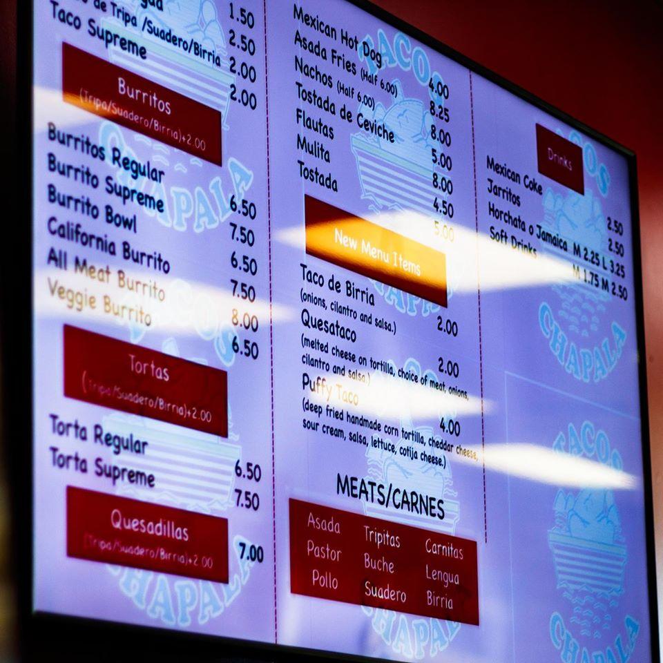 Menu at Tacos Chapala restaurant, Stockton, E Hammer Ln STE 102