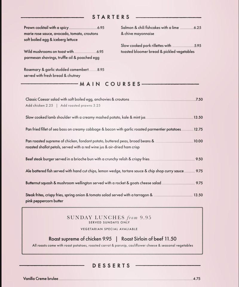 Menu at The Rose & Crown pub & bar, Windsor, Woodside Rd