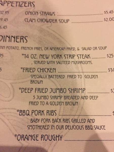 Menu at Benedetti's Supper Club, Beloit