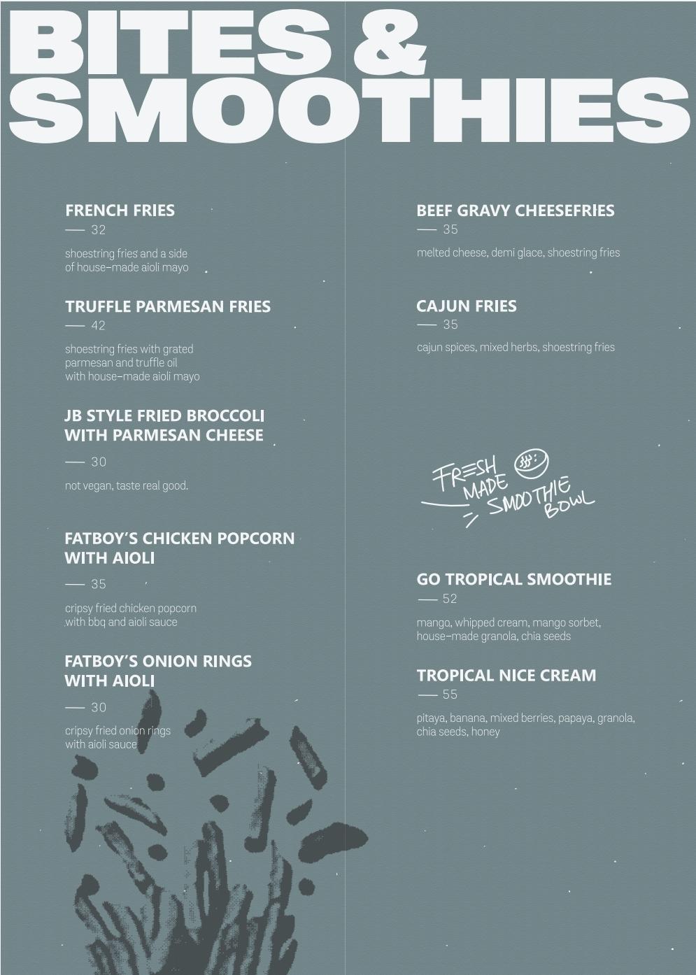 Menu at Fat Boy Club, Batam