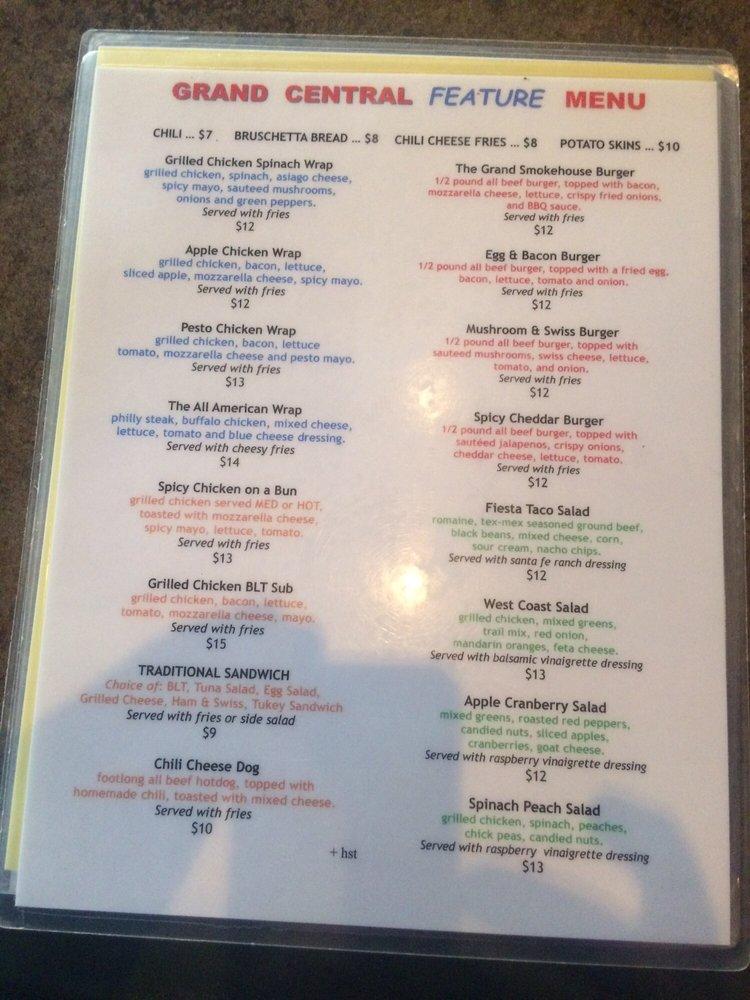 Menu at Grand Central Sports pub & bar, Niagara Falls