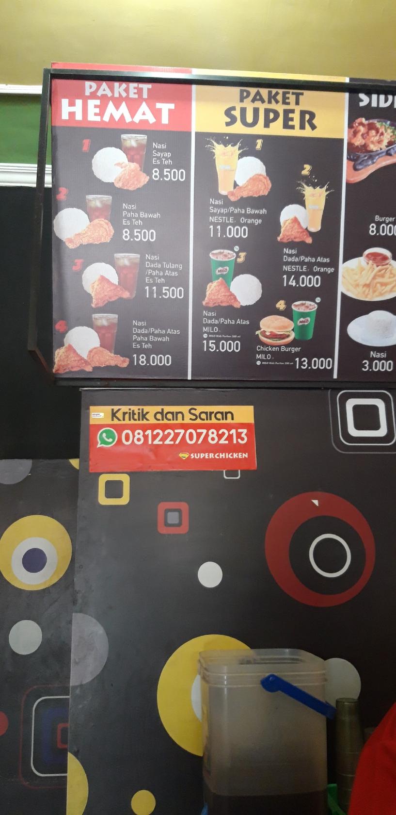 Menu at Super Chicken restaurant, Klaten, Jl. Ceper