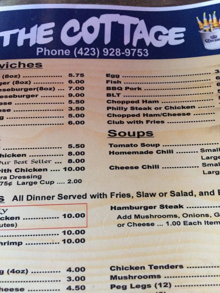 Menu at The Cottage pub & bar, Johnson City
