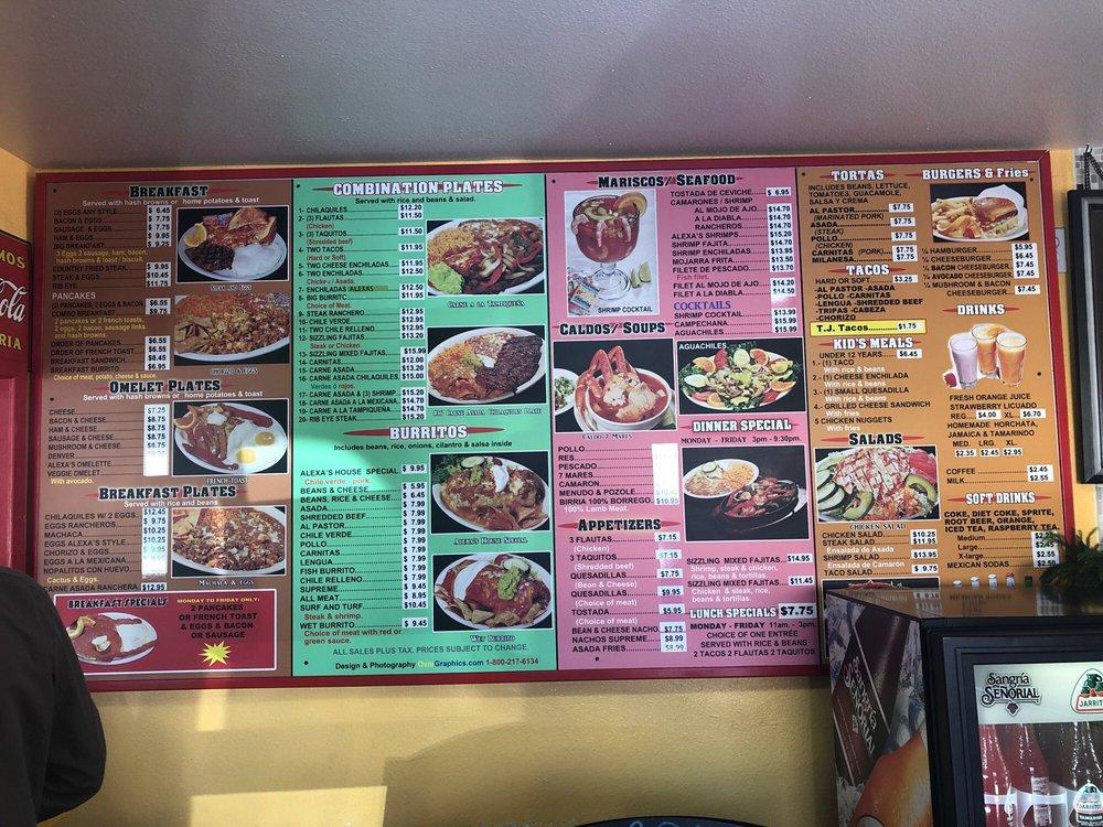 Menu at Alexa’s Cafe Mexican Grill, Fontana, Cherry Ave