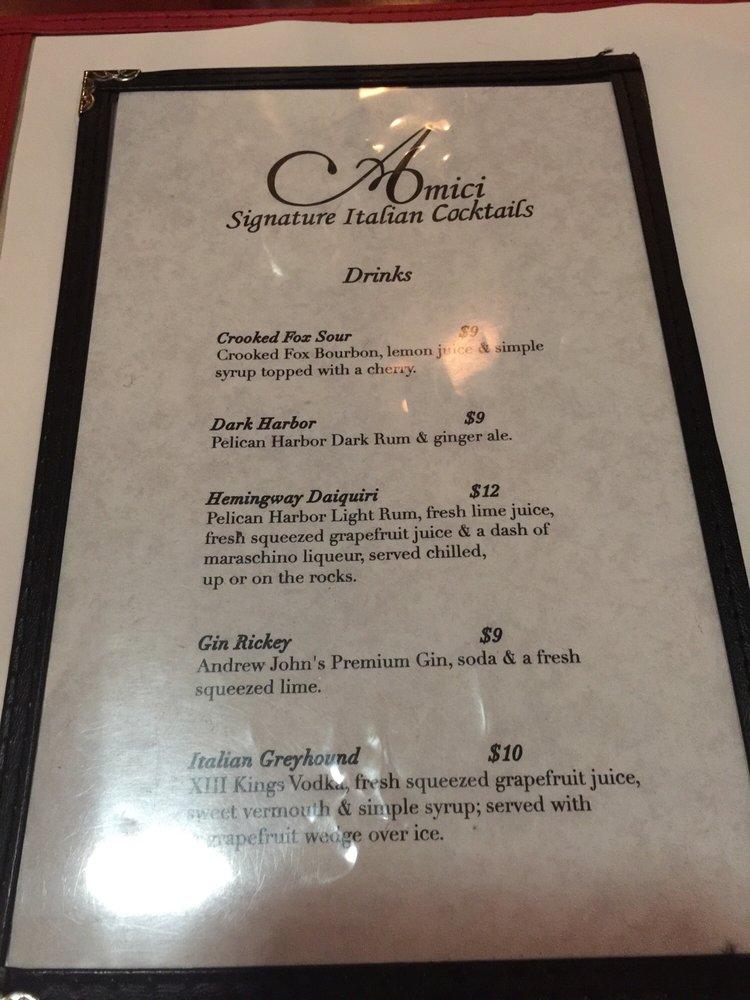Menu at Amici restaurant, Carrollton