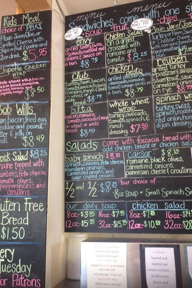 Menu at Cravings cafe, New Braunfels