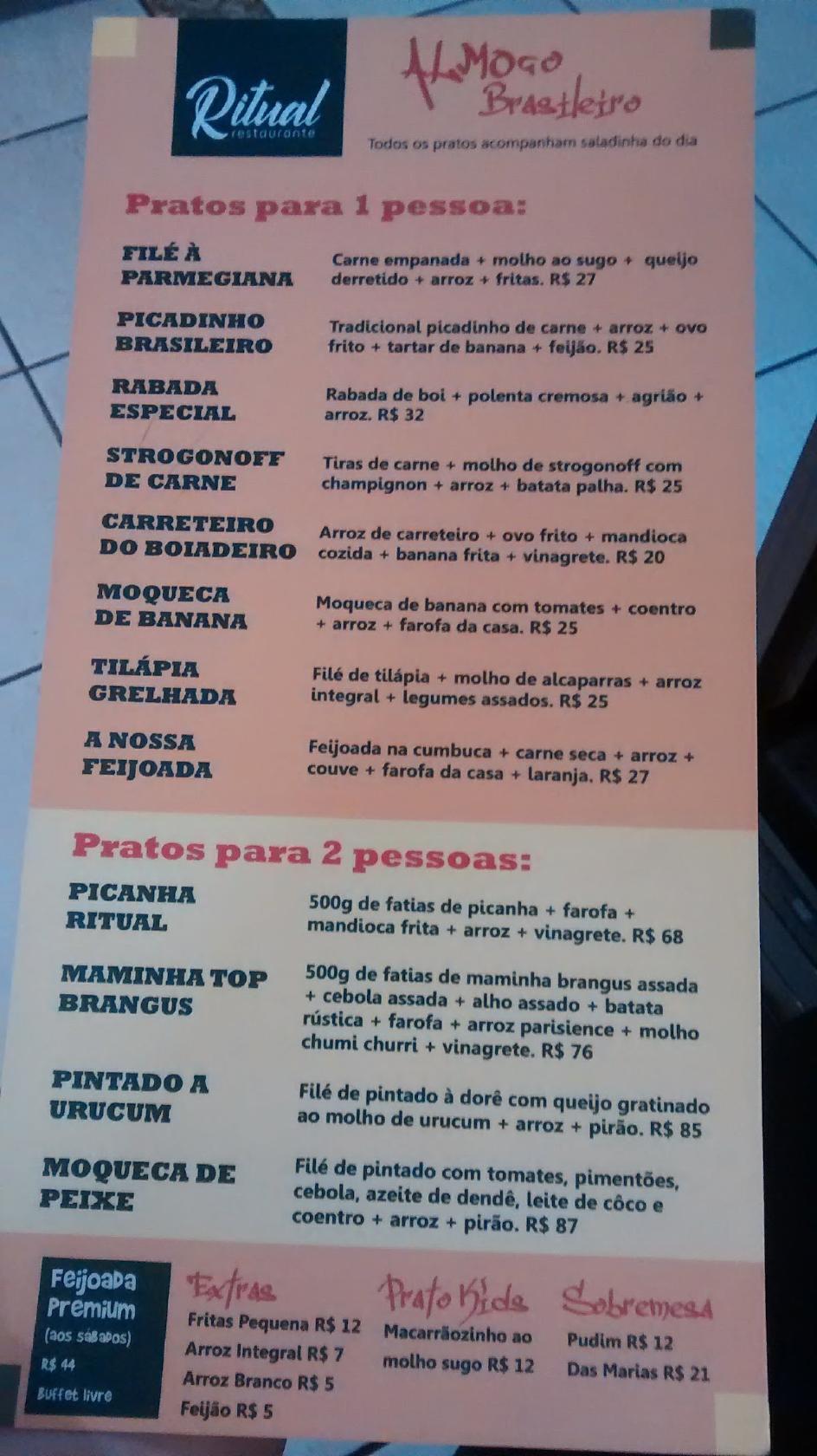 Menu at Ritual Restaurante, Campo Grande