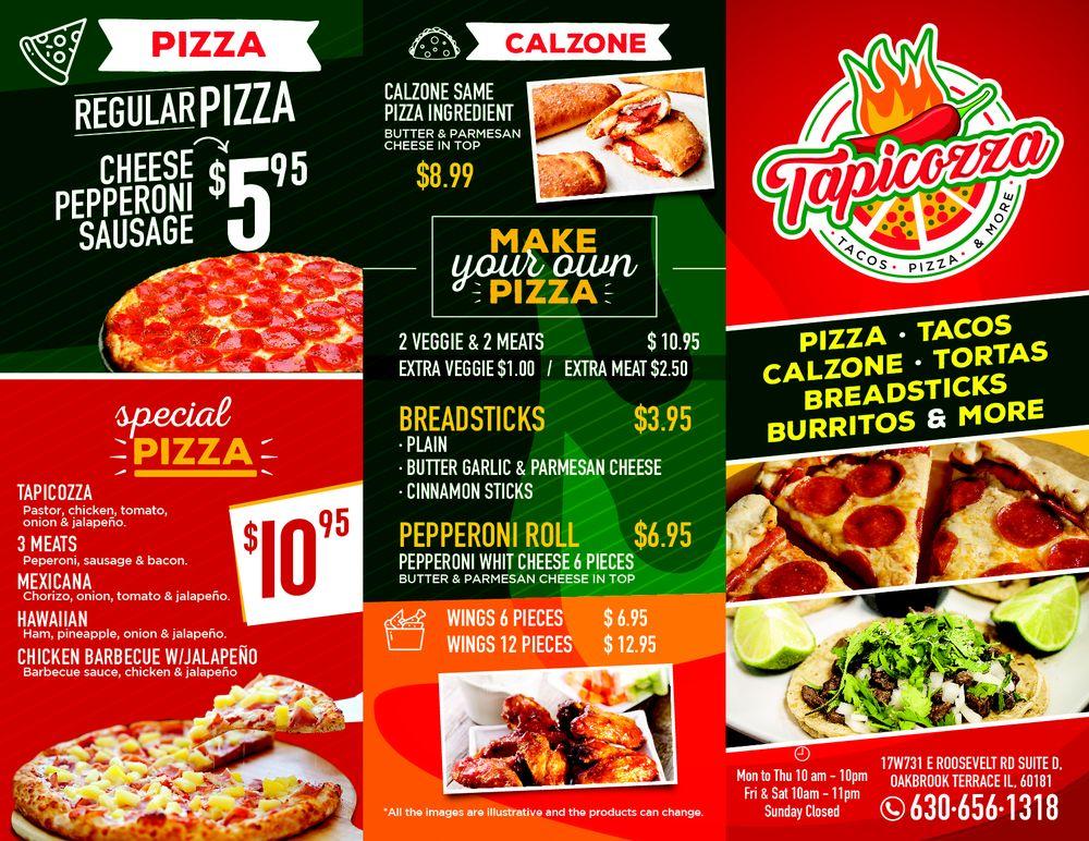 Menu at Tapicozza pizzeria, Oakbrook Terrace